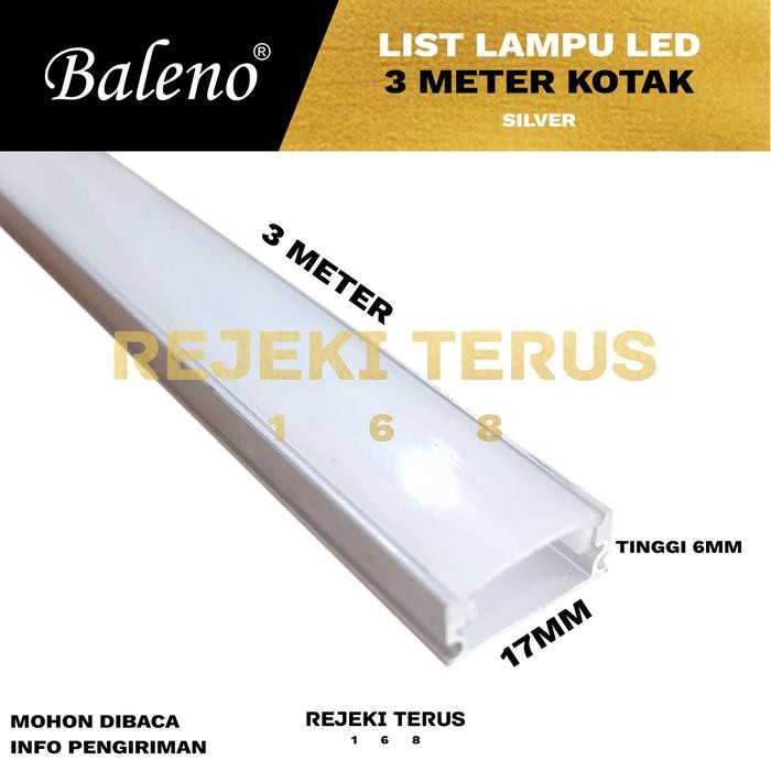 Jual List Lampu LED Strip Kotak SILVER 3METER Rumah Rel Lis Cover ...
