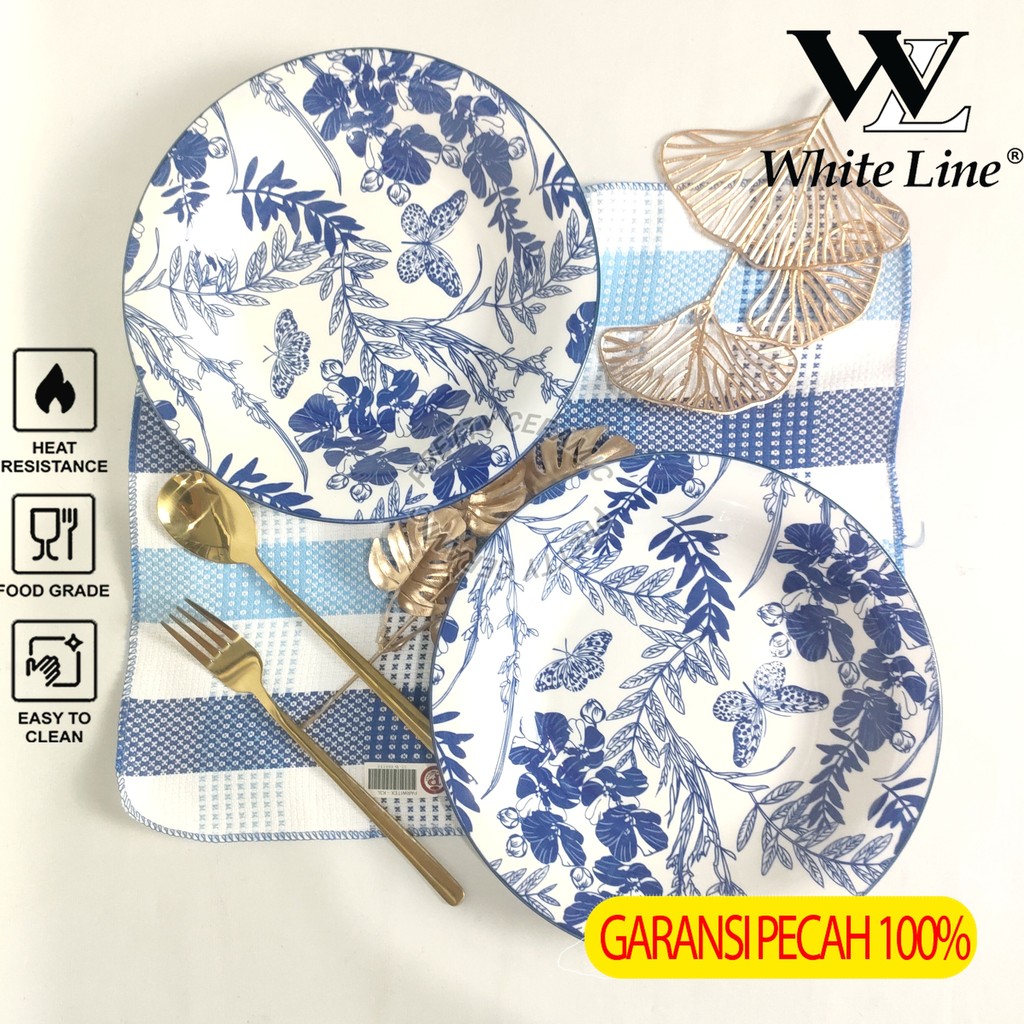 Jual Piring Aesthetic WHITE LINE Dinner Plate 9,25in GENJI Omega Piring ...