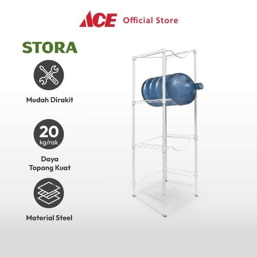 Jual Stora Rak Galon 4 Tingkat - Putih Tempat Penyimpanan Galon Air ...
