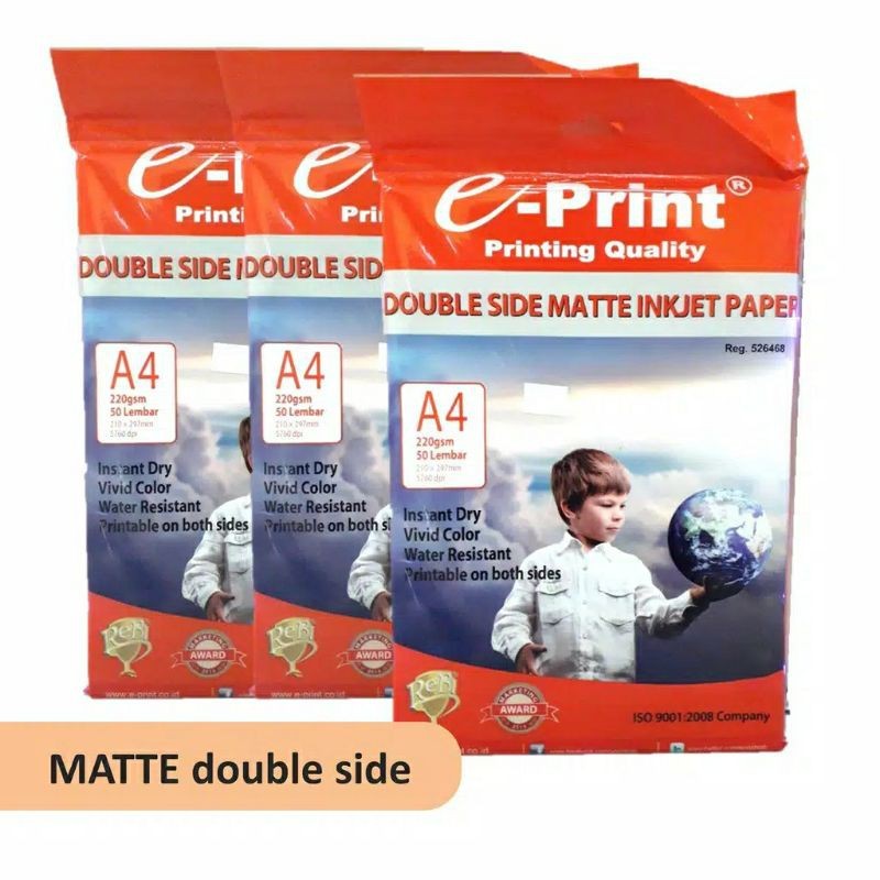 Jual E-print Double side matte inkjet paper A4 220gsm 50's | Shopee ...