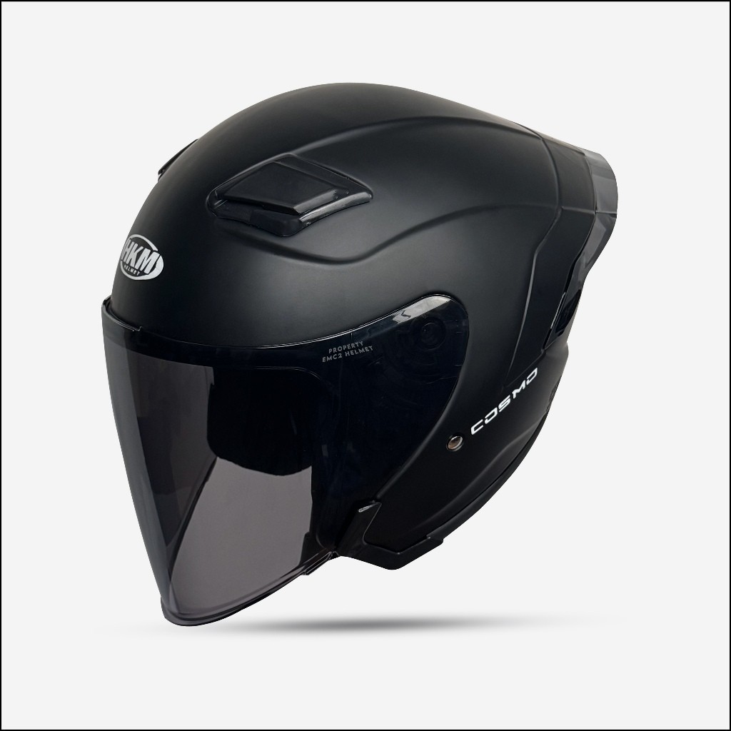 Jual Helm Half Face HKM COSMO | Hitam Glosy Kaca Hitam | Helm Premium ...