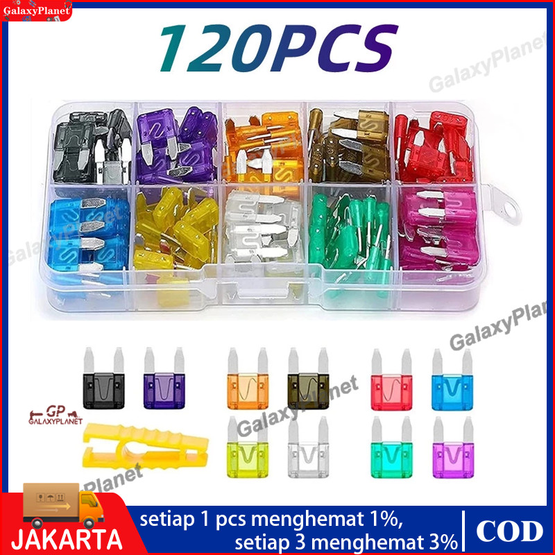 Jual 120 Set Sekring Mobil Motor Auto Blade Type Car Fuses Universal ...