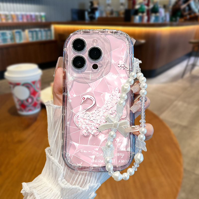 Jual [Case+Gelang]Case Aesthetic Silikon Swan Pink 3D Lucu Untuk ...