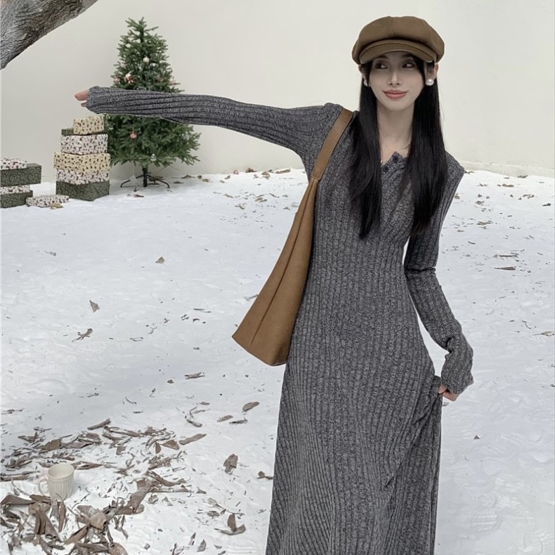 Jual Baju Rajut Korea BodyFit - Dress Panjang Wanita Elegan Muslimah ...