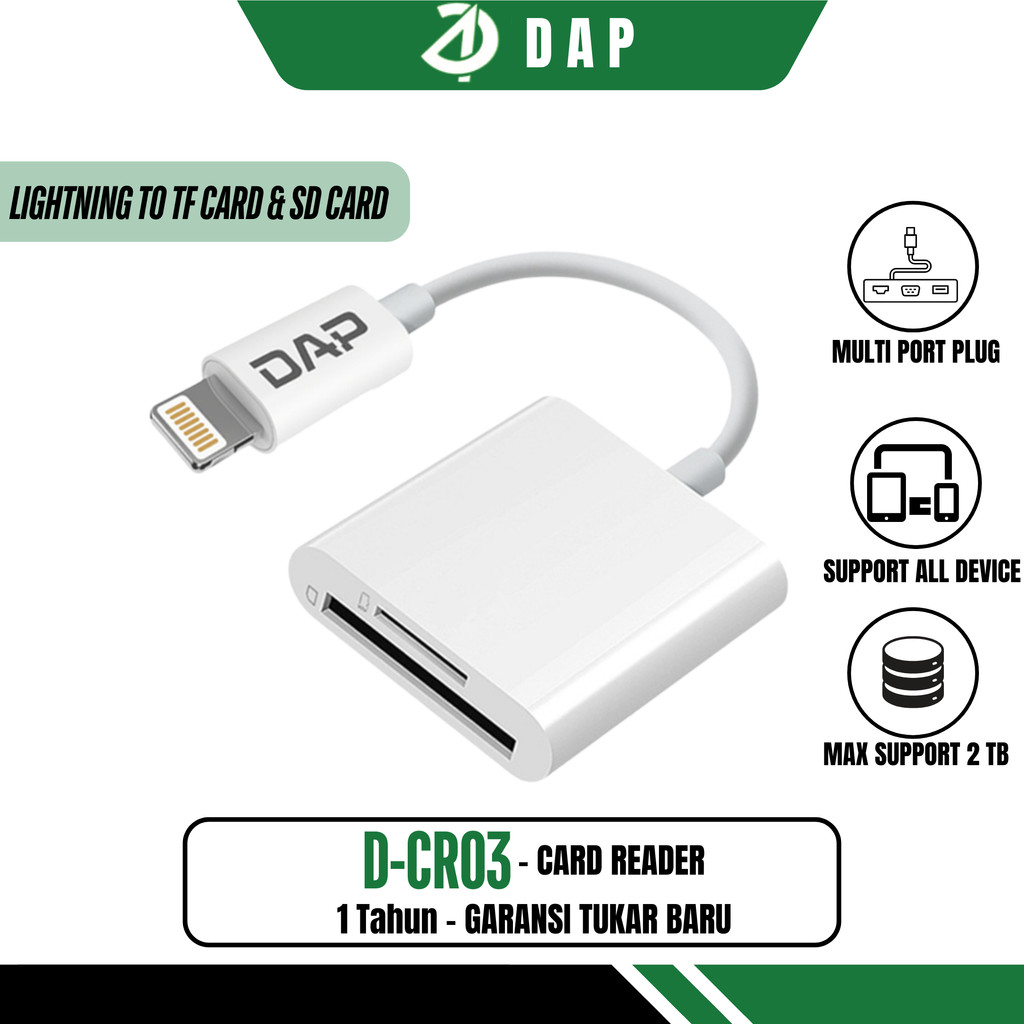 Jual DAP D-CR03 Card Reader – Lightning to TF Card & SD Card with 480 ...