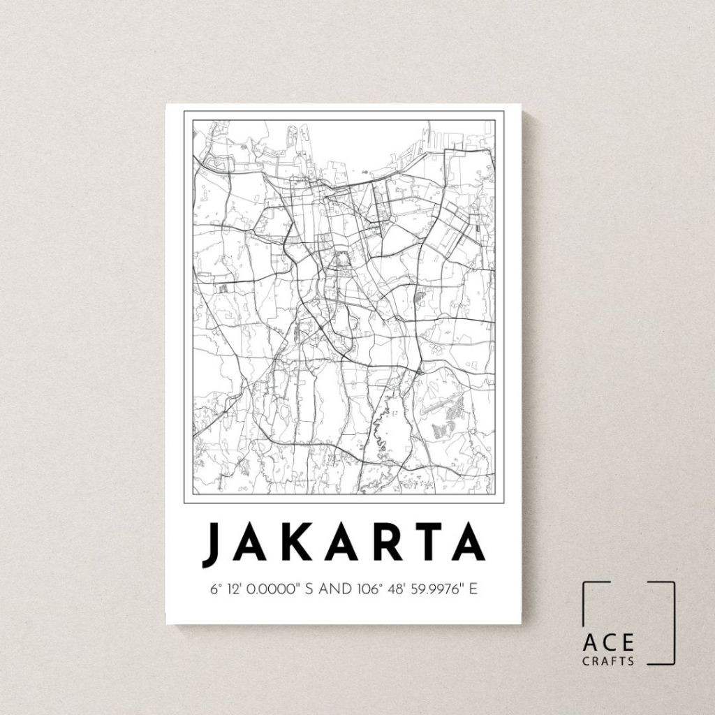 Jual Jakarta Indonesia City Map hiasan dinding minimalis poster peta ...
