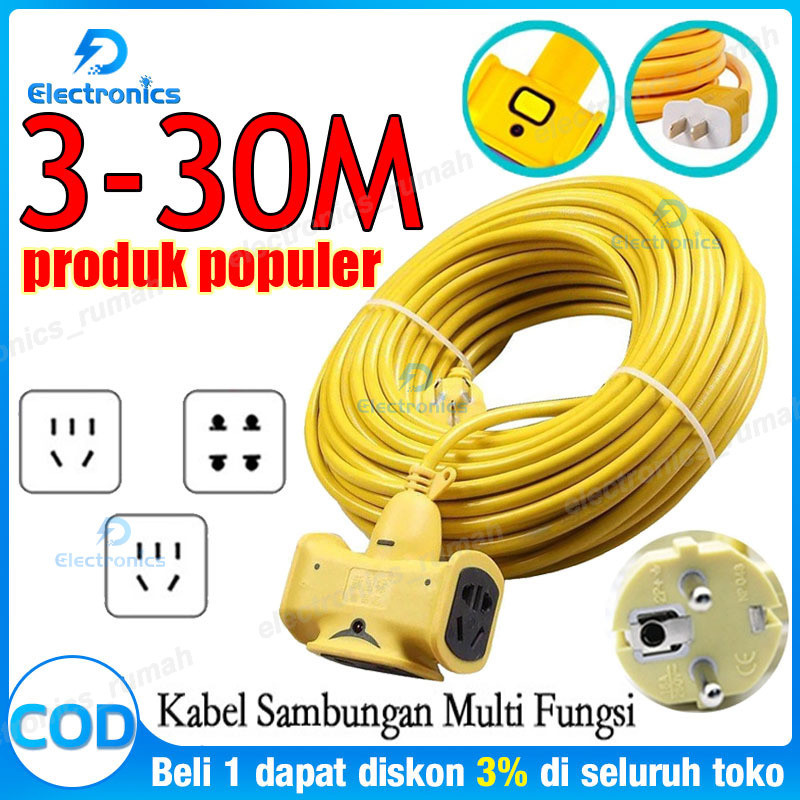 Jual Soket Kabel Extension Cord Extra-long Plug-in Strip 10M/20M/30M ...