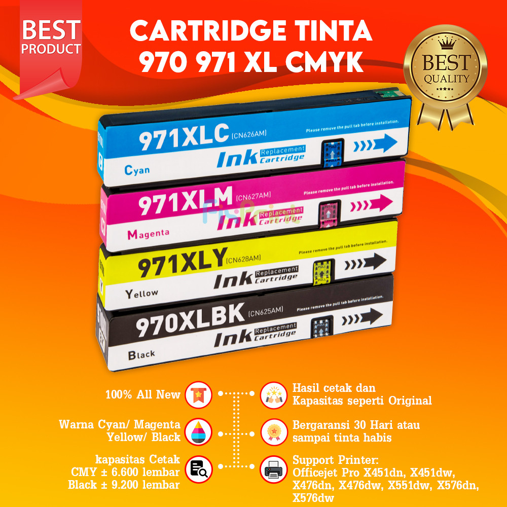 Jual Cartridge Xantri Original 971XL 971-XL CN626AM Cyan CN627AM ...