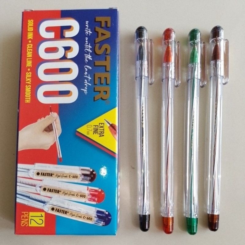 Jual Pulpen / Bolpoin Faster C600 Exstra Fine 0.7mm 1 Lusin 12 pcs ...