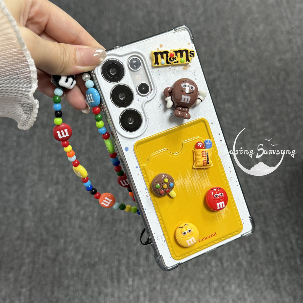 Jual M Bean Fun Card Casing Bracelet Phone Case Suitable for Samsung Galaxy S25 S24 S23 S22 S21 ...