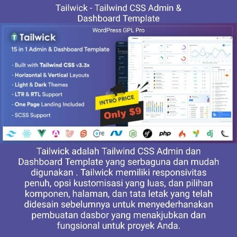 Jual Tailwick - Tailwind CSS Admin & Dashboard Template | Shopee Indonesia