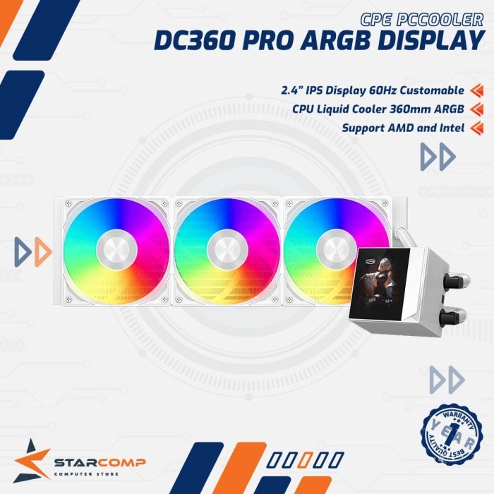 Jual PCCOOLER DC360 Pro ARGB WHITE Display 2,4" IPS 60Hz AIO CPU Cooler | Shopee Indonesia