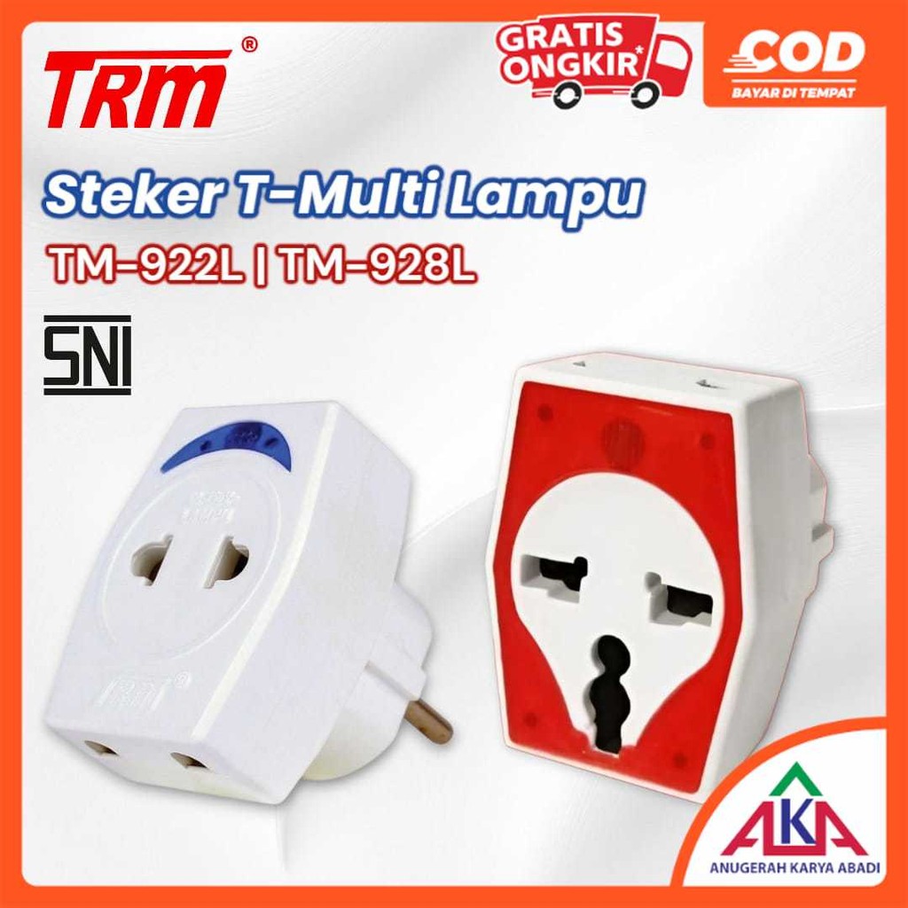 Jual TRM STEKER T LED Stop Kontak Datar Cabang 3 TK-002 / TM-922L | TM-928L 6A Multi Lampu SNI ...