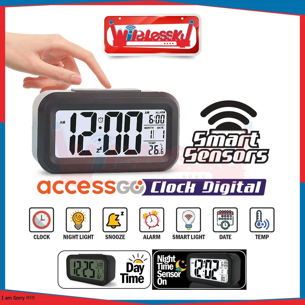 Jual Jam Digital SMART SENSOR SUHU ALARM LED Jam Meja Digital Clock Jam ...