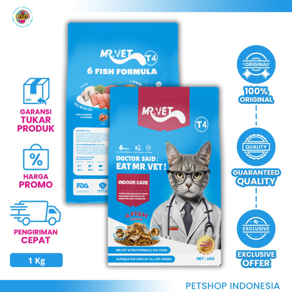 Jual MR.VET T4 Holistic Indoor Cat Food 1kg – Makanan Kucing Kering ...