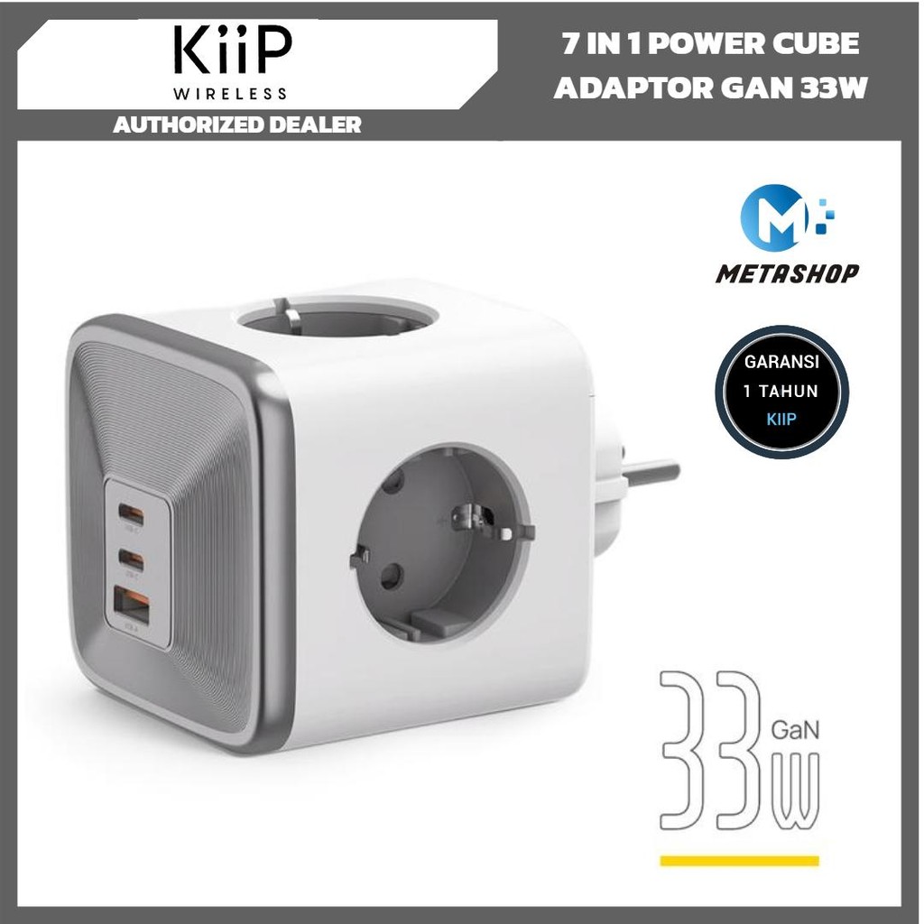 Jual KiiP Charger C31T Power Cube Adaptor GaN 33W 7 In 1 Charging Adapter AC Socket 4000W USB ...