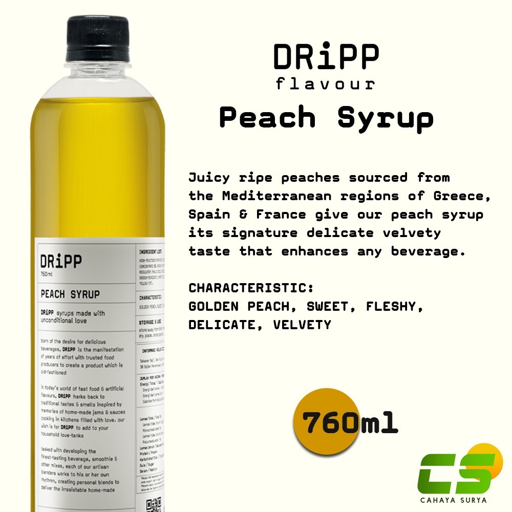 Jual Dripp Sirup / Syrup - Peach Syrup 760 ml ( Sirup Buah Peach ...