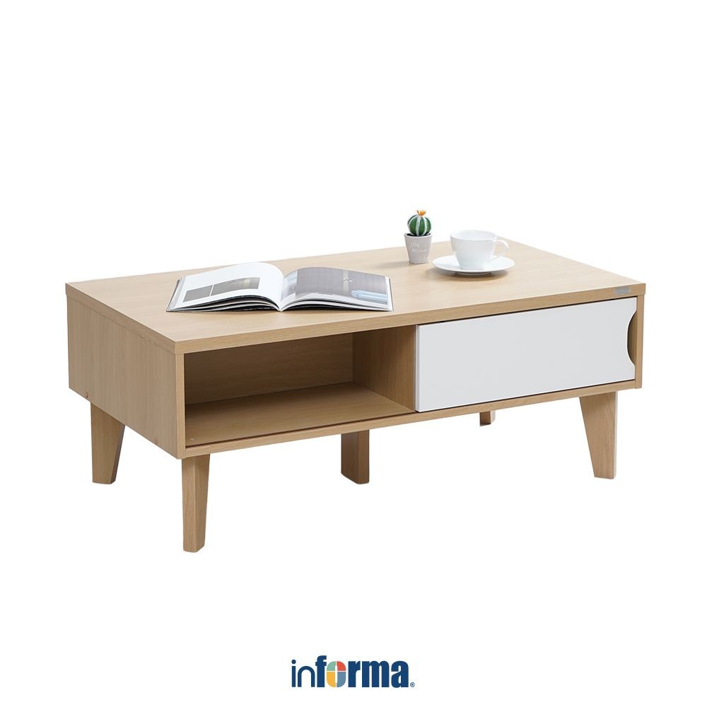 Jual Informa Nordika Meja Tamu Rectangle Light Oak - Putih Coffee Table ...