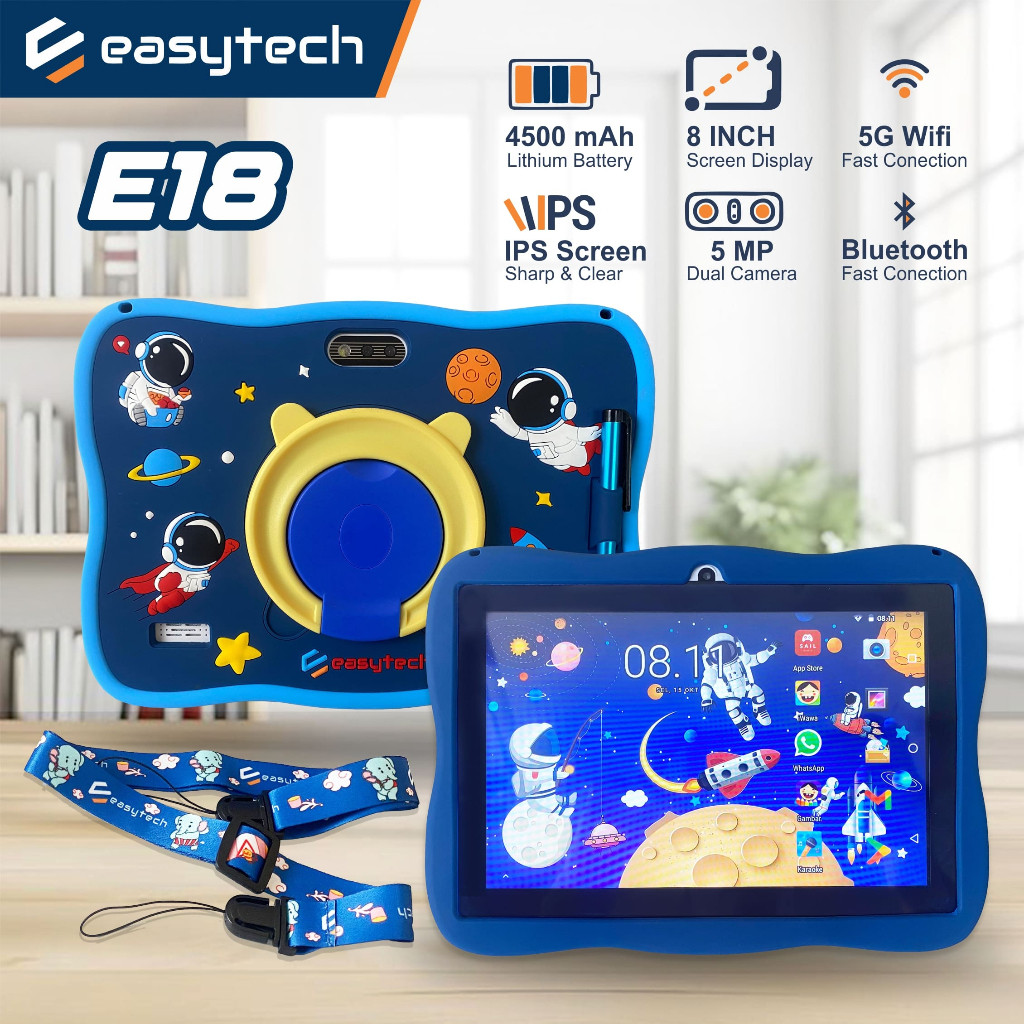 Jual Tablet Anak Android Easytech E-18 Layar Sentuh IPS 8 Inch WiFi Only / Tablet Belajar Anak ...