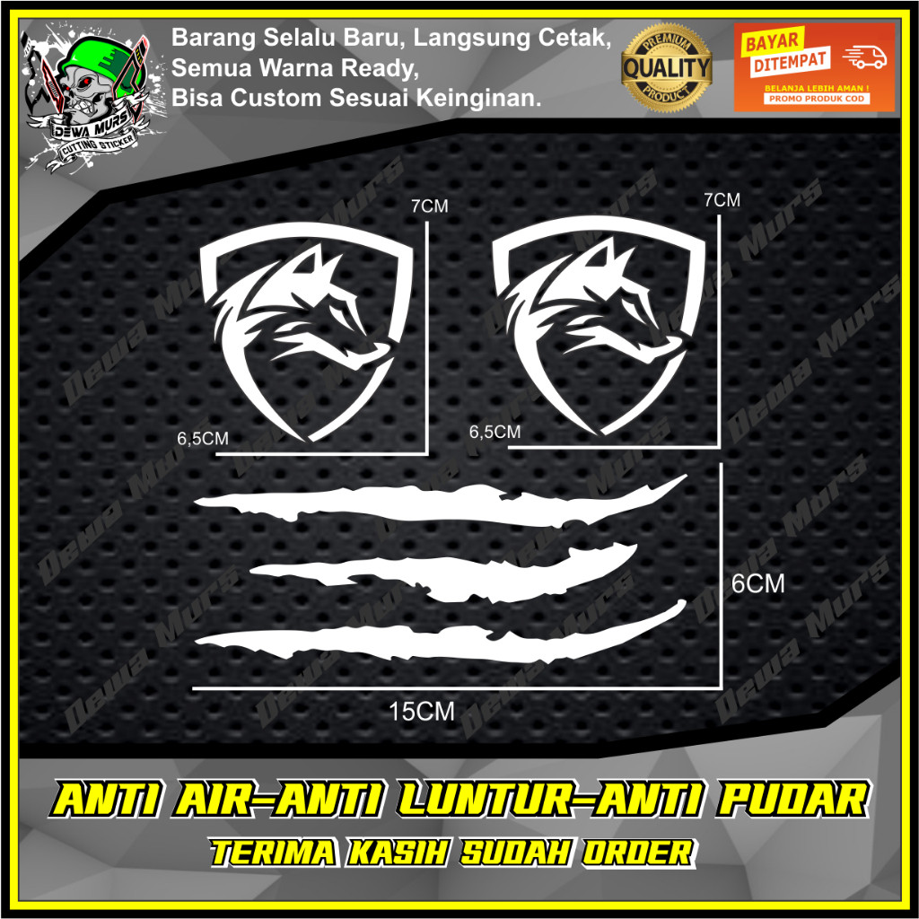 Jual Cutting Sticker LOGO SERIGALA 2 + CAKAR | Shopee Indonesia