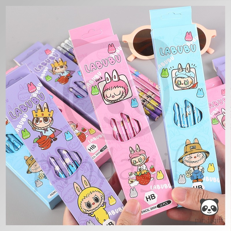 Jual (12 pcs) Pensil HB Karakter / Pencil Kayu HB Fancy Kartun Labubu ...