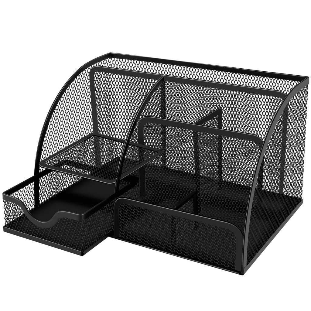 Jual Mesh Desk Organizer Stainless Steel Table Stationary Organizer ...
