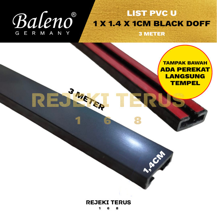 Jual List PVC U 10 x 14 x 10 mm Black Doff Baleno / Plat U List Edging ...
