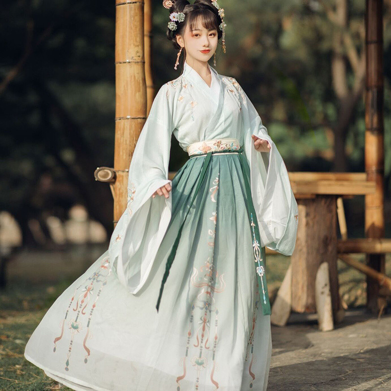 Jual Chinese Style Hanfu Dress Women Traditional Elegant Floral ...