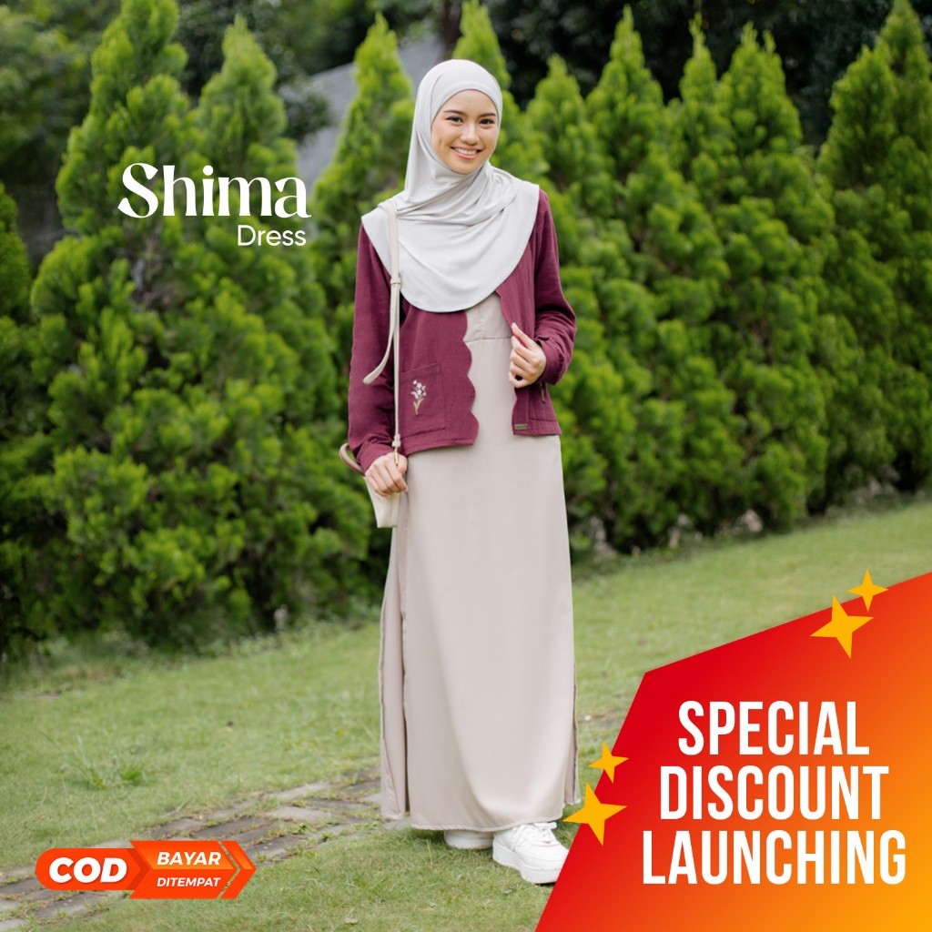 Jual [Sale] JILBRAVE Shima Dress Gamis Feminine Cute Outer Bordir Bunga ...