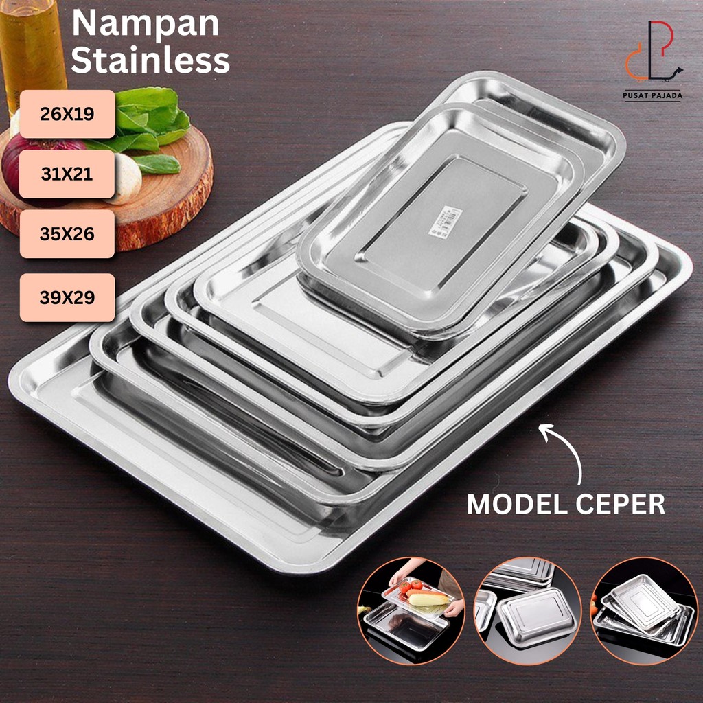 Jual 1 SET Nampan Stainless Persegi Bake Tray Baki Loyang Wadah Makanan ...