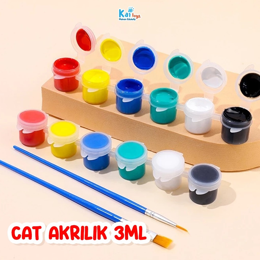 Jual Cat Akrilik Set 6 Warna / Cat Air Anak + Kuas Lukis / Acrylic ...
