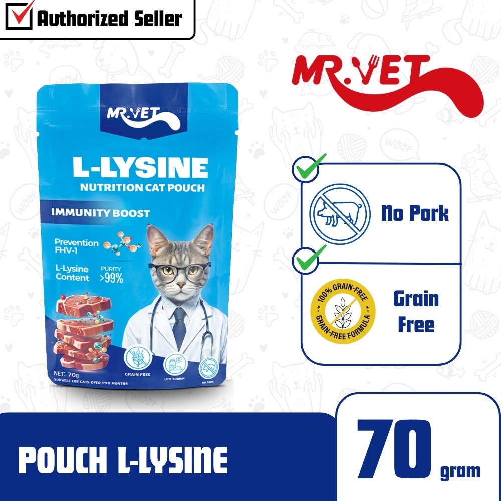 Jual Mr Vet Pouch L-Lysine Nutrition Cat Makanan Basah Kucing 70g ...