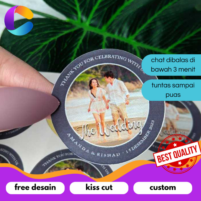 Jual Cetak INC 9-15 Print Sticker Wedding Souvenir Stiker Bulat Chromo ...