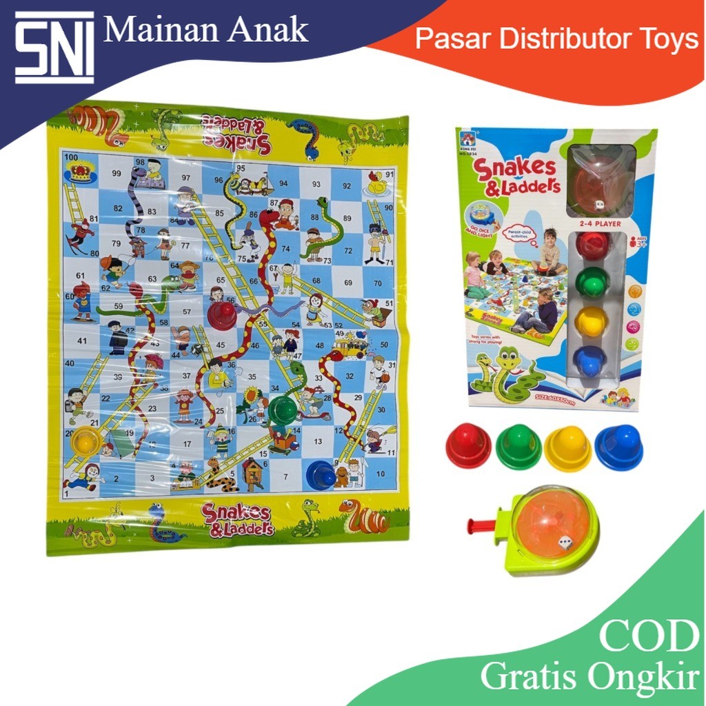 Jual Mainan Anak 5834 2-4 PLAYER SNAKES & LADDERS Mainan Ular Tangga ...