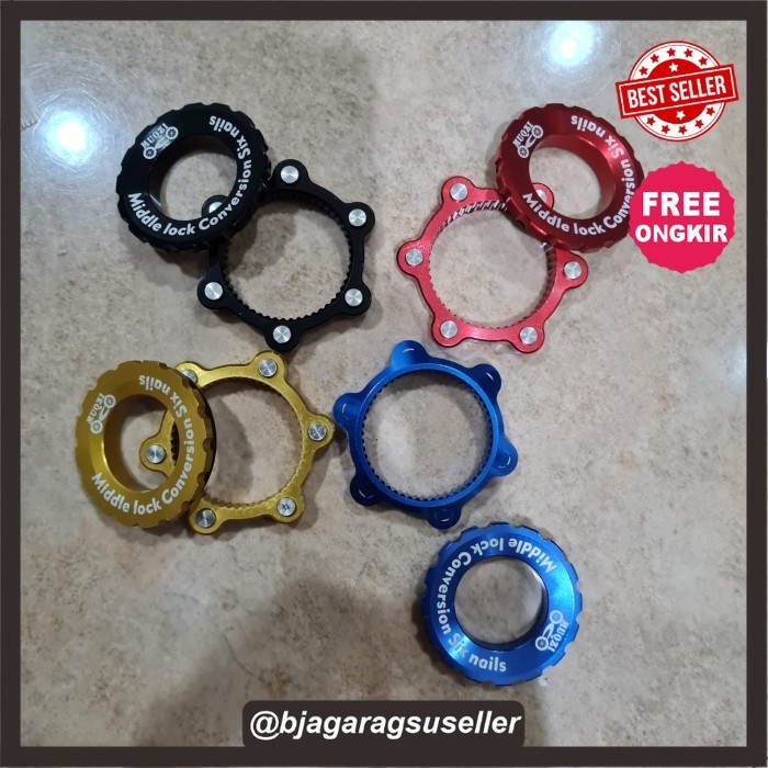 Jual adaptor MUQZI center lock hub to 6 bolt rotor cakram six pin baut ...