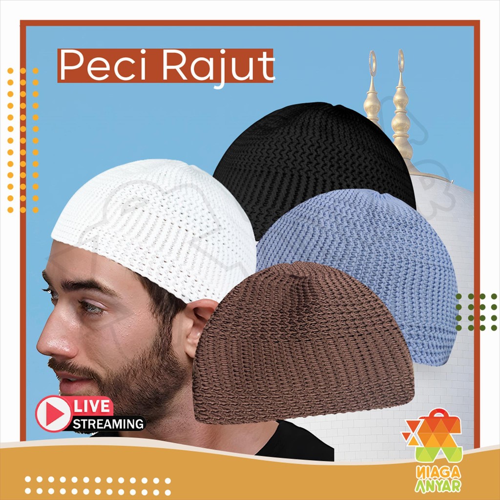 Jual NAS Peci Rajut Polos Dewasa / Kopiah Tebal Elastis / Kopeyah Haji ...