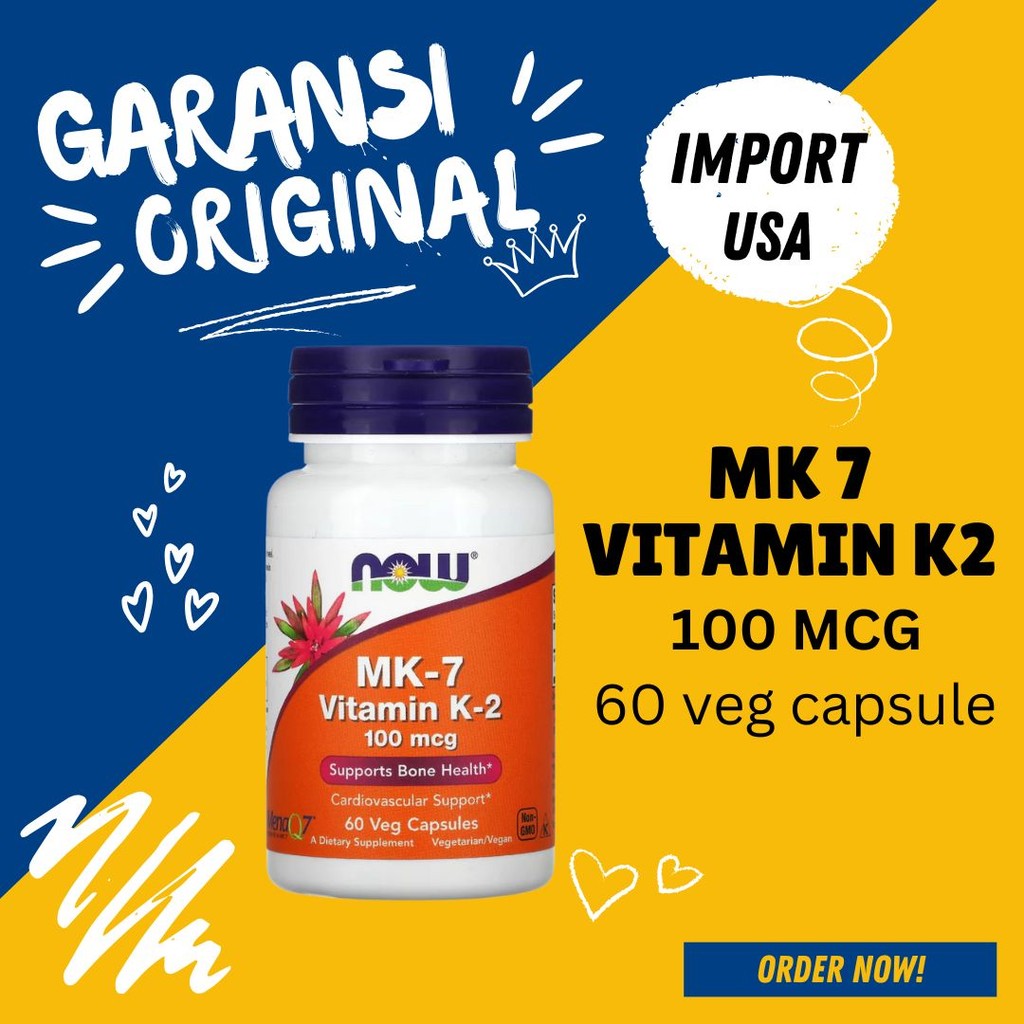 Jual Now Foods MK-7 Vitamin K-2 100 mcg 60 Veg Caps NOW FOOD MK7 K2 ...