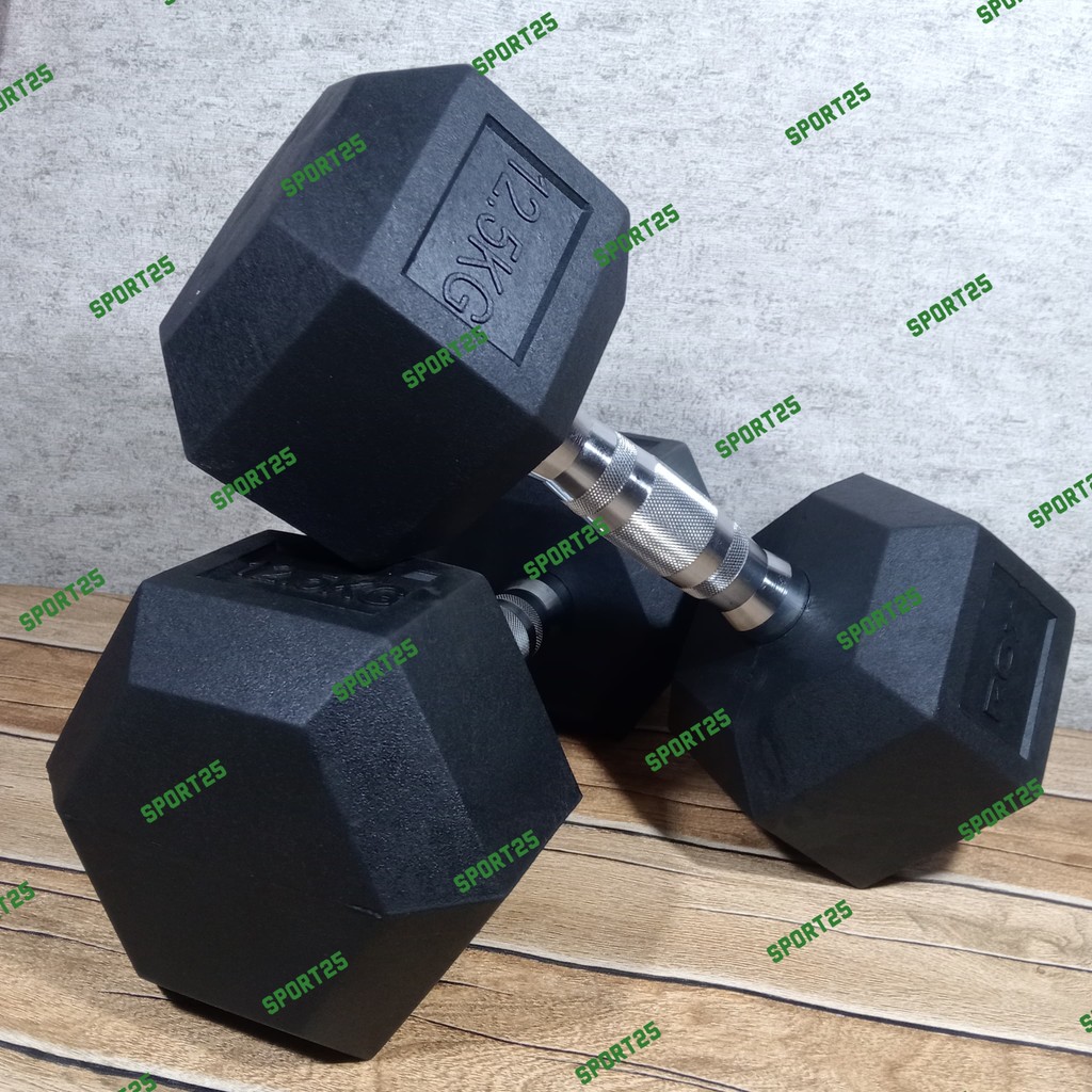 Jual Dumbell Dumbel Dumbbel Dambel Hex Hexagonal Rubber ROX 12,5 Kg ...