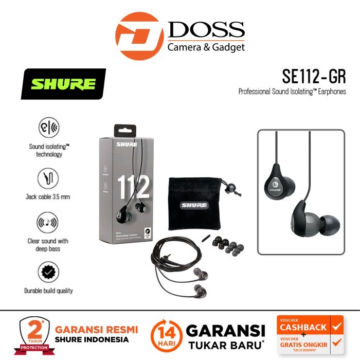 Jual Shure SE-112 Professional Sound Isolating Earphones SE112 | Shopee ...