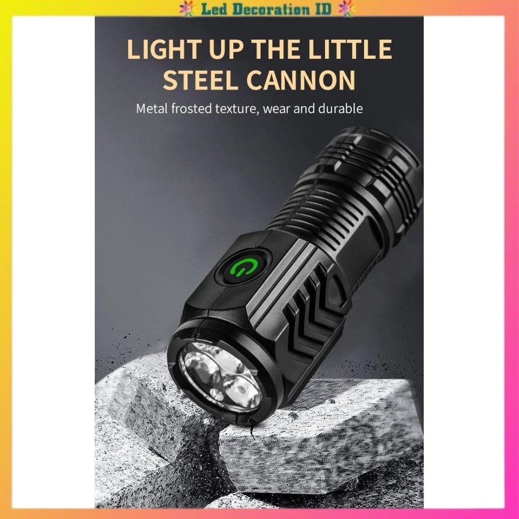 Jual SENTER SWAT POLICE MINI 3 MATA / SENTER LED RECHARGEABLE SUPER ...