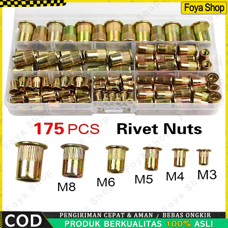 Jual 175PCS Rivet Nut mur tanam / rivnut / mur furniture knockdown ...