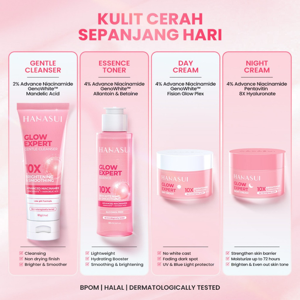 Jual Hanasui Glow Expert Flawless 10 Day Cream Krim Siang | Shopee ...