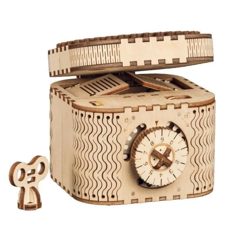 Jual Wooden Puzzle Password Box Model 3D Assembly Toy DIY Password Lock ...