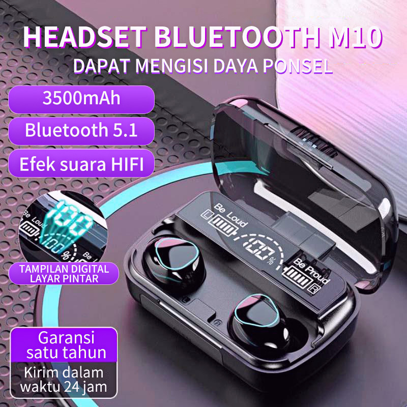 Jual Matei Headset Bluetooth TWS Earphone M10 Digital Indicator V5.1 Wireless mega bass ...