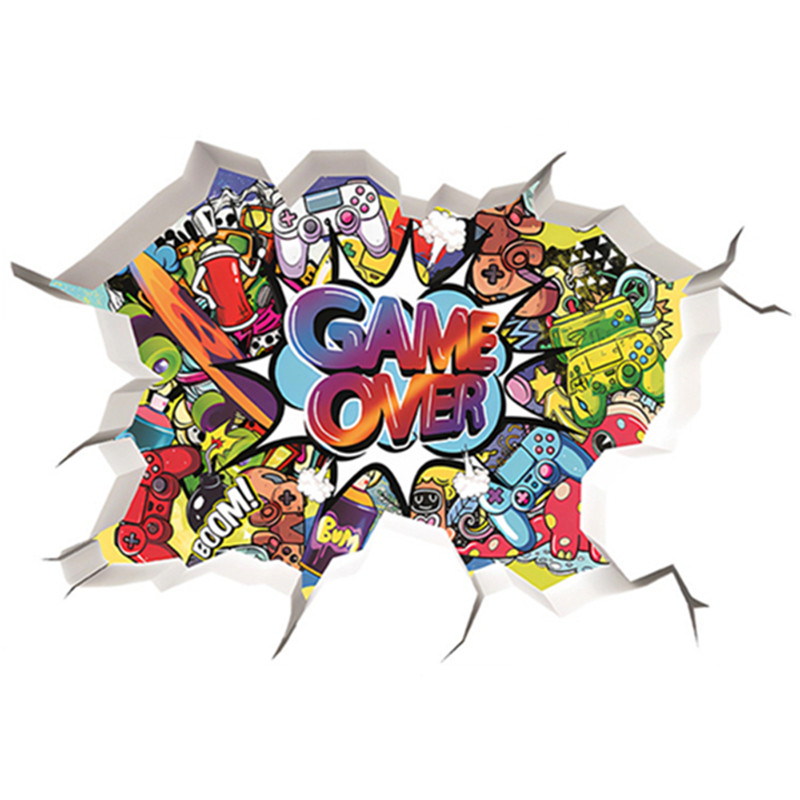 Jual GAME OVER Creative Mural Graffiti Gamepad 3D Vinyl Wall Stickers ...
