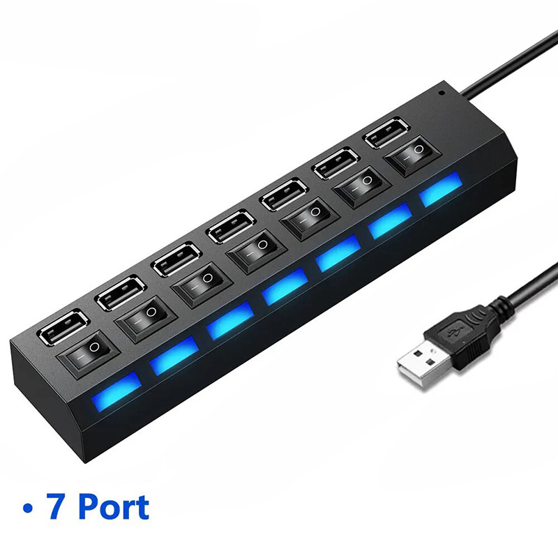 Jual 7 Ports USB HUB USB Switch Usb Splitter Adapter High Speed Multi ...