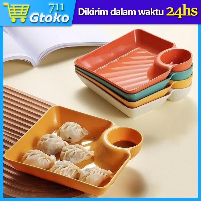 Jual 5Pcs Piring Dumpling Plate Square Bahan Plastik Piring Makanan ...