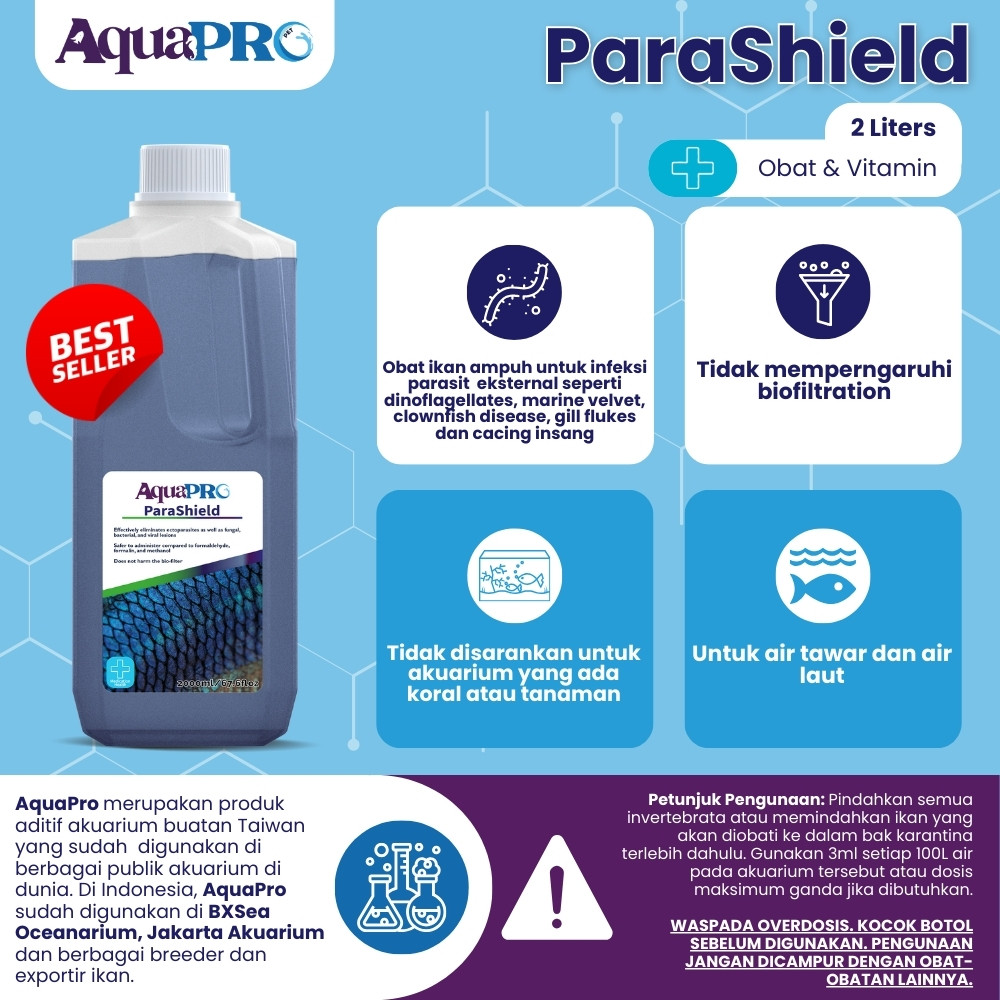 Jual AquaPro Parasite Shield 2L Obat Parasit Ikan | Shopee Indonesia