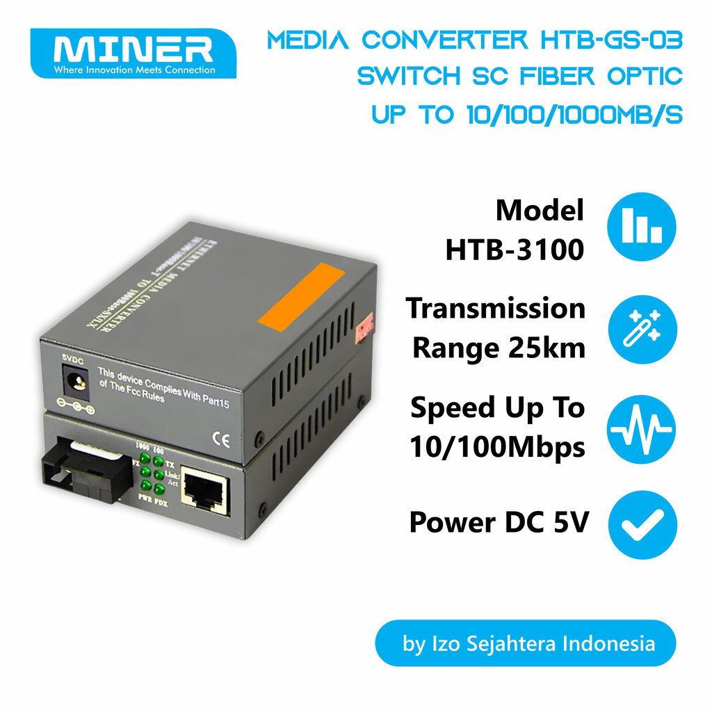 Jual Media Converter Switch HTB-GS-03 Up To 10/100/1000Mbps Gigabit ...
