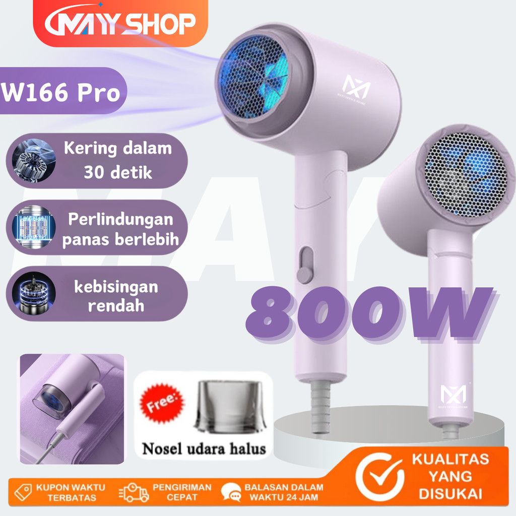 Jual Mayy official id Hair Dryer Low Watt 800W Lipat 90° Portable ...